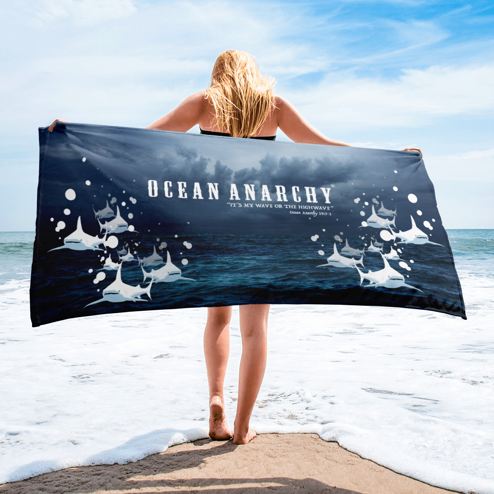Ocean Anarchy Sharks Towel - Inspired by Claire Jane, LLC DBA ICJUK